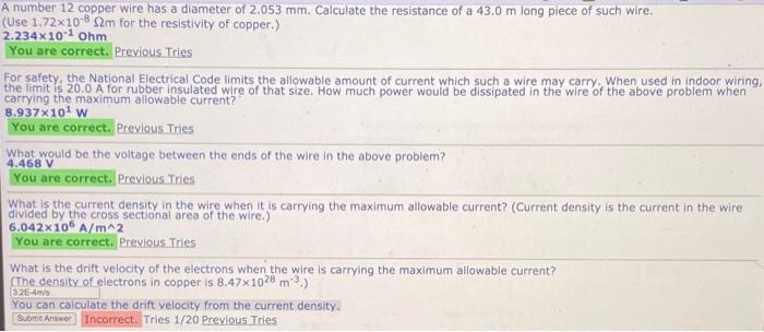 Solved A number 12 copper wire has a diameter of 2.053 mm. | Chegg.com
