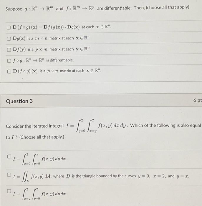 Solved Suppose g:Rn→Rm and f:Rm→Rp are differentiable. Then, | Chegg.com