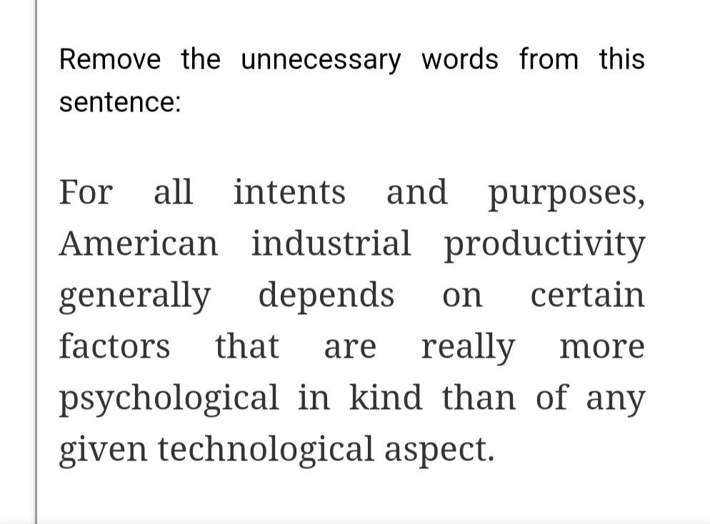 Solved Remove the unnecessary words from this sentence: For | Chegg.com