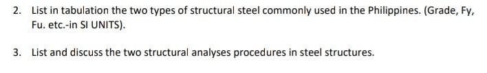 Solved 2. List in tabulation the two types of structural | Chegg.com