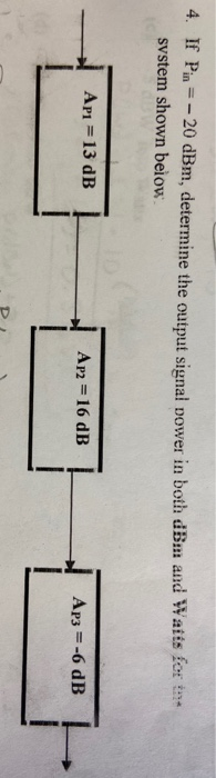 Solved 4. If Pin = – 20 dBm, determine the output signal | Chegg.com