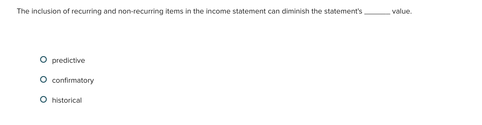 Solved The inclusion of recurring and non-recurring items in | Chegg.com