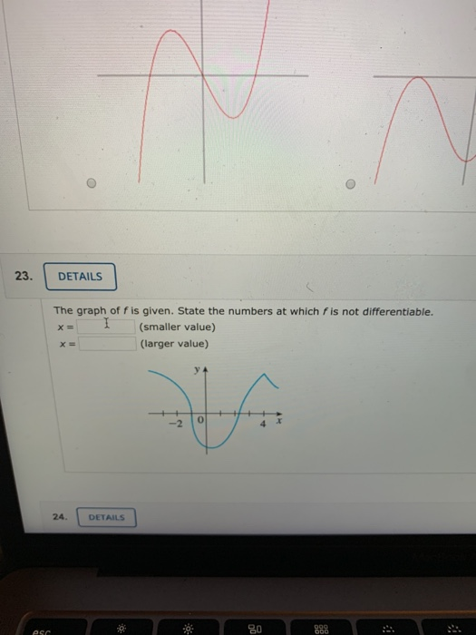 Solved O 23. DETAILS The graph of f is given. State the | Chegg.com
