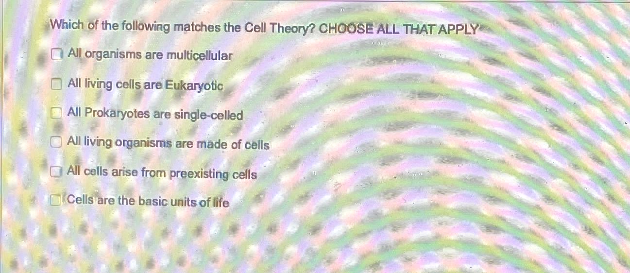 Solved Which of the following matches the Cell Theory? | Chegg.com