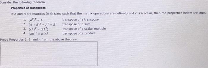 Solved Consider the following theorem. Properties of | Chegg.com