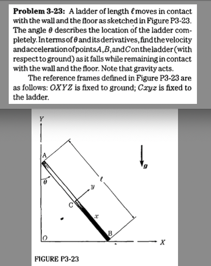 Solved Problem 3-23: A ladder of length l ﻿moves in | Chegg.com