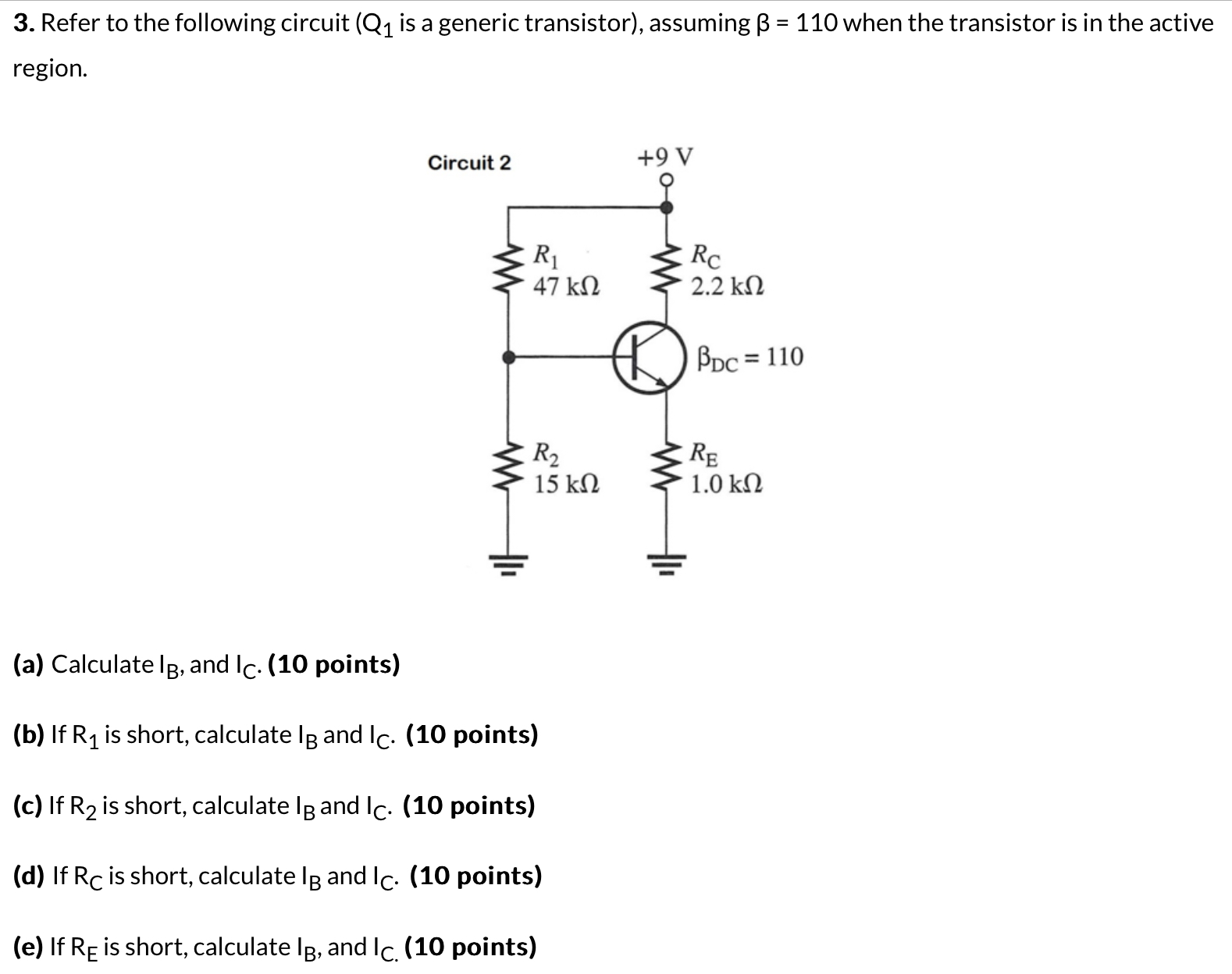 Solved Refer to the following circuit ( Q1 ﻿is a generic | Chegg.com