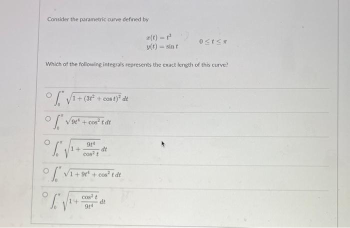 Solved Consider the parametric curve defined by | Chegg.com