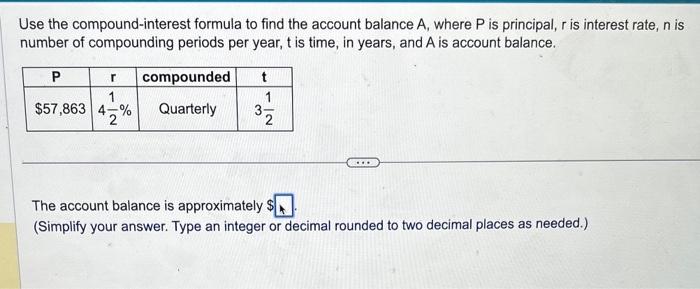 Solved Use the compound-interest formula to find the account | Chegg.com