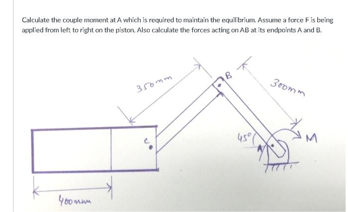 Solved Calculate the couple moment at A which is required to | Chegg.com