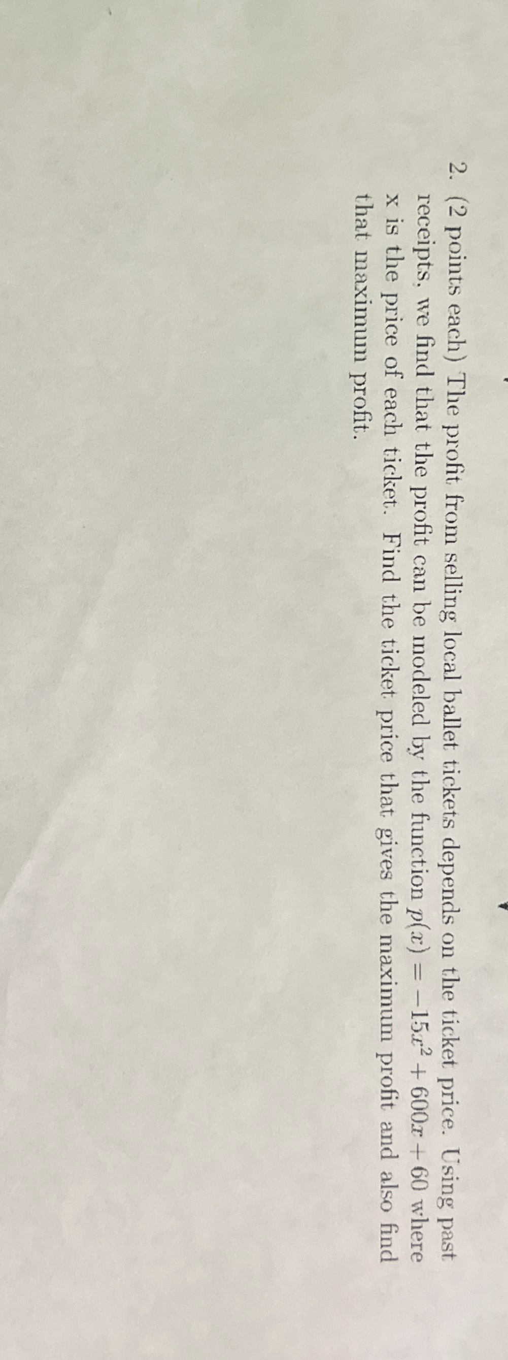 Solved (2 ﻿points each) ﻿The profit from selling local | Chegg.com