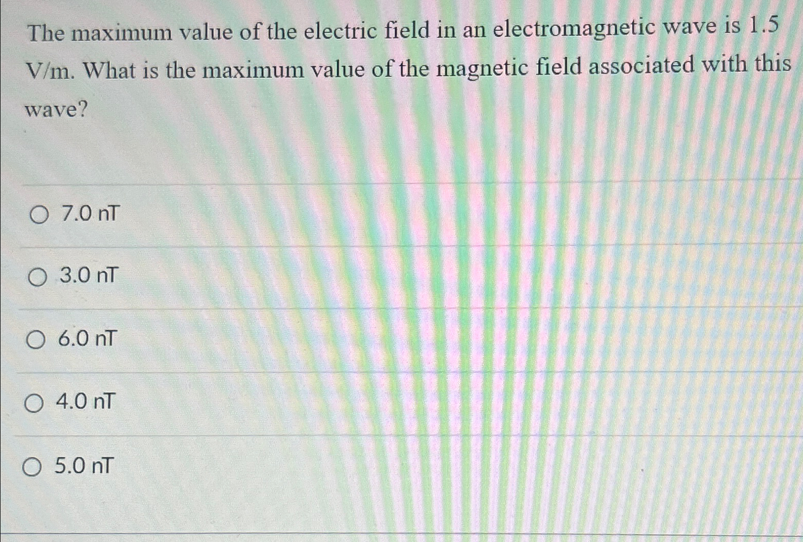 Solved The maximum value of the electric field in an | Chegg.com