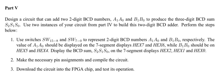 Part V Design a circuit that can add two 2-digit BCD | Chegg.com