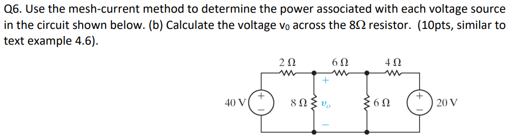 Solved Q6. ﻿Use the mesh-current method to determine the | Chegg.com