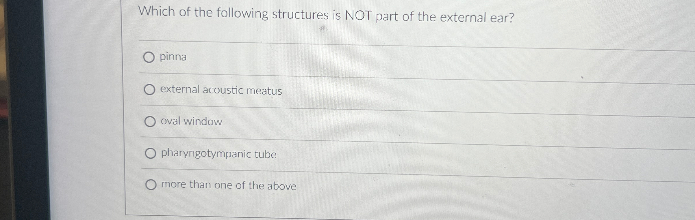 Solved Which of the following structures is NOT part of the | Chegg.com