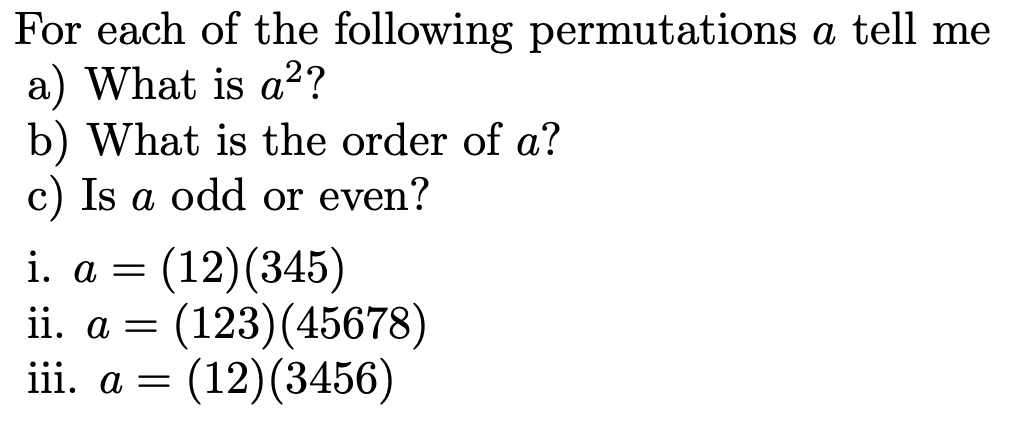 For each of the following permutations a tell mea) | Chegg.com