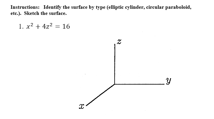 Solved Instructions: Identify the surface by type (elliptic | Chegg.com
