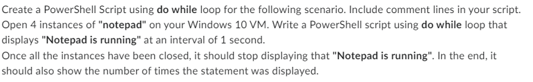 Solved Create a PowerShell Script using do while loop for | Chegg.com