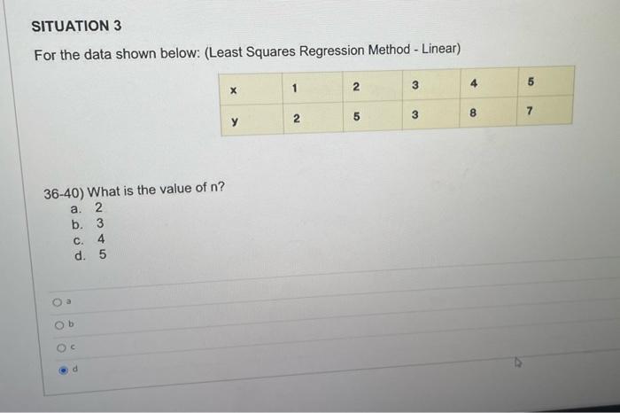 Solved For the data shown below: (Least Squares Regression | Chegg.com