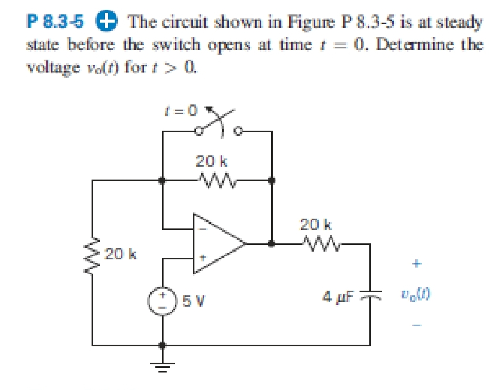 Solved P 8.35 Θ ﻿The circuit shown in Figure P 8.3-5 ﻿is at | Chegg.com