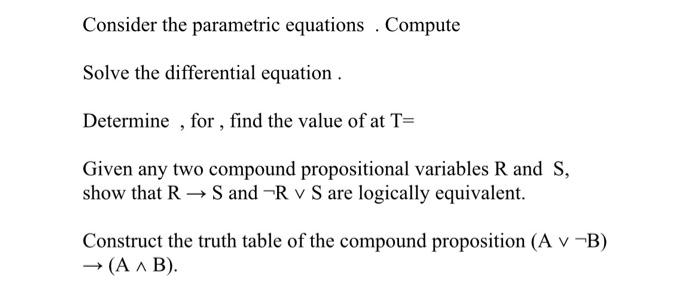 Solved Consider the parametric equations . Compute Solve the | Chegg.com