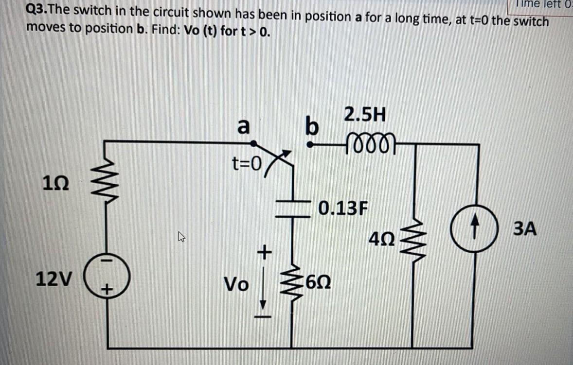Solved Q3.The switch in the circuit shown has been in | Chegg.com