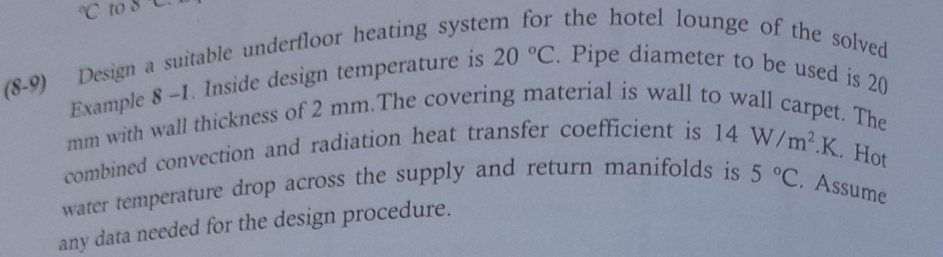 Solved 8-9) Design a suitable underfloor heating system for | Chegg.com