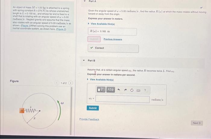 Solved An object of mass M = 1.00 kg is attached to a spring | Chegg.com