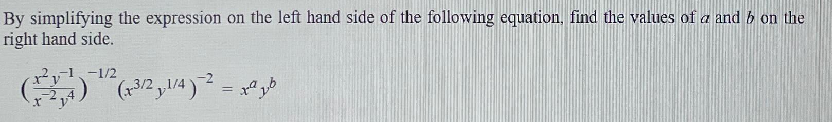 Solved By simplifying the expression on the left hand side | Chegg.com