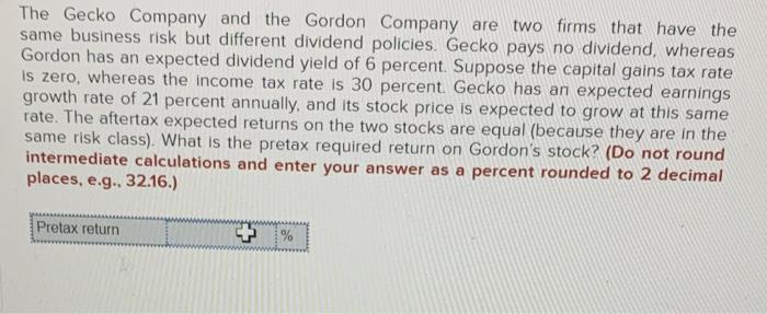 Solved The Gecko Company and the Gordon Company are two | Chegg.com
