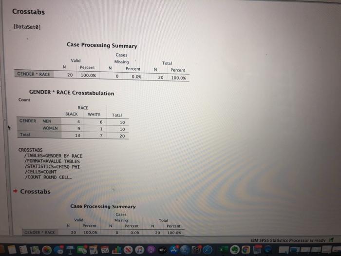 Crosstabs [DataSete] Case Processing Summary Cases | Chegg.com