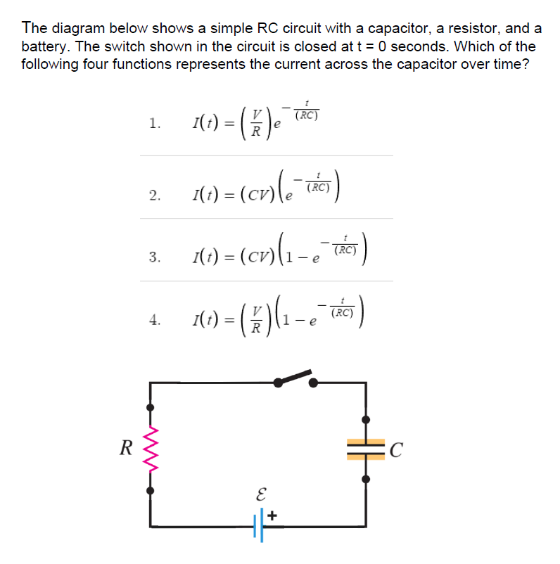 Solved The diagram below shows a simple RC circuit with a | Chegg.com