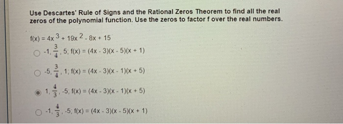 Solved Use Descartes' Rule of Signs and the Rational Zeros | Chegg.com