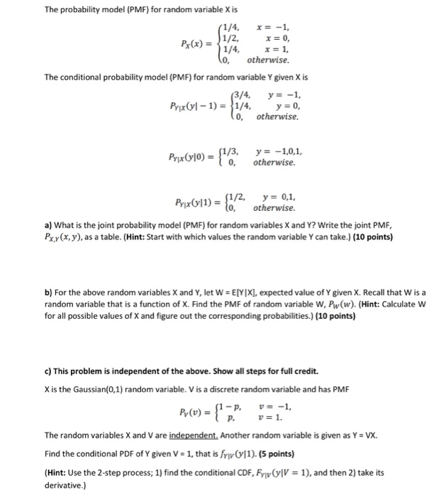 Solved The probability model (PMF) for random variable X is | Chegg.com