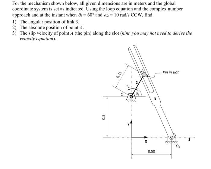 Solved For the mechanism shown below, all given dimensions | Chegg.com