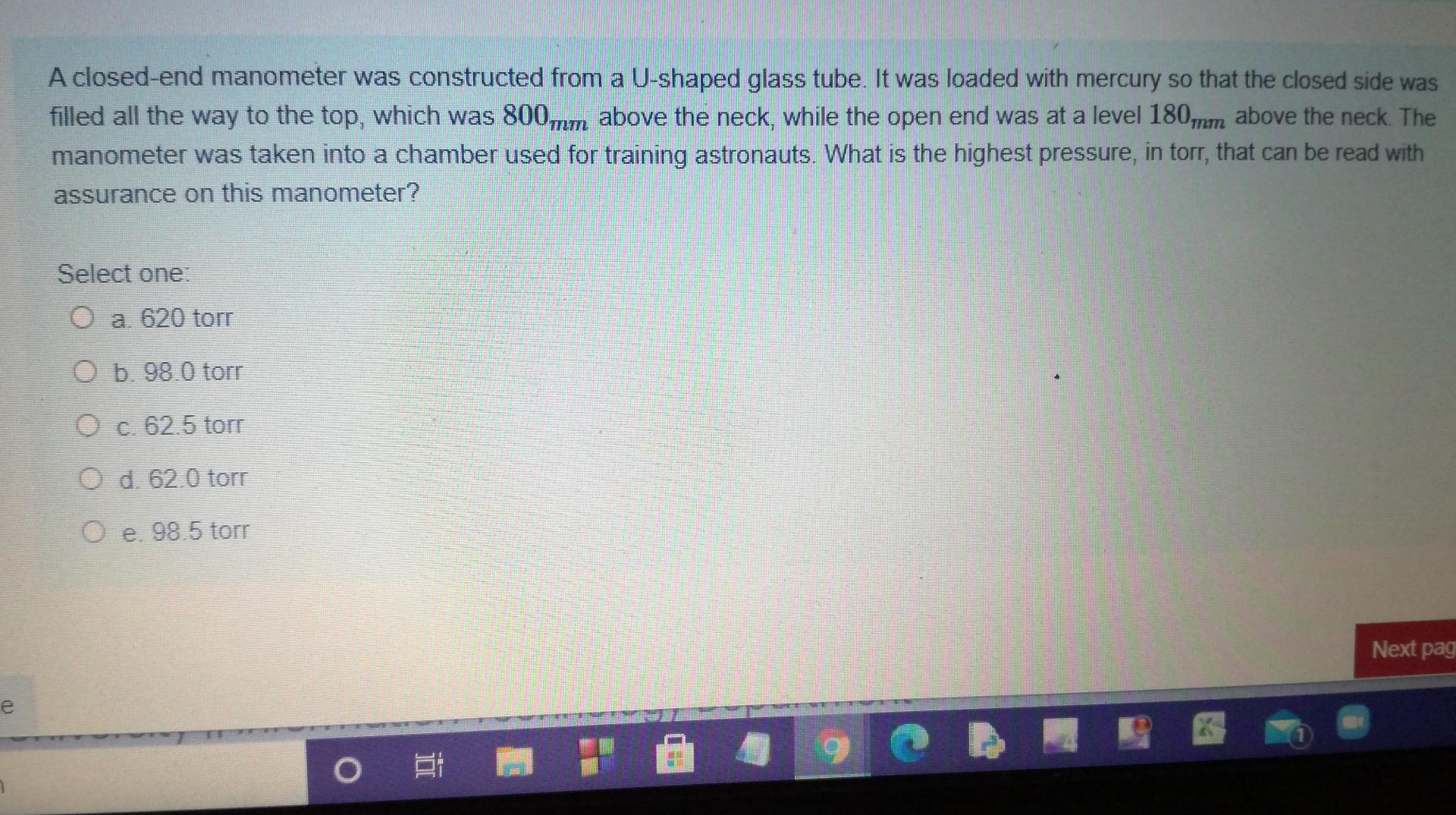 Solved A closed-end manometer was constructed from a | Chegg.com