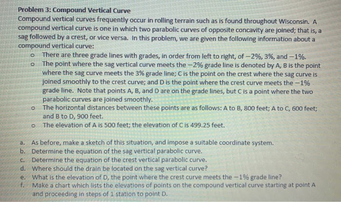 Solved Problem 3: Compound Vertical Curve Compound vertical | Chegg.com