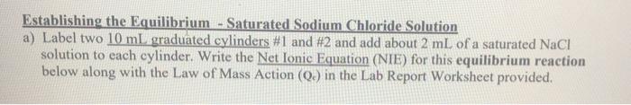 Solved Establishing the Equilibrium - Saturated Sodium | Chegg.com
