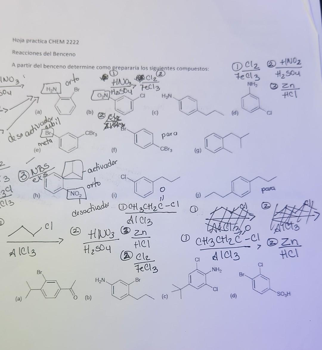 (2) H2SOHNO3HCl2n (5) FeCl3Cl2 (a) (b) (c) (d) | Chegg.com