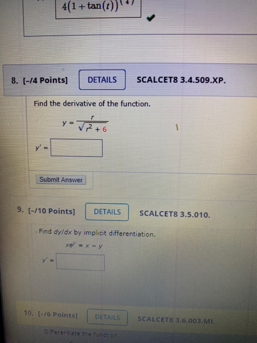 Solved 4(1+tan(t)) Solved 4(1+tan(t))