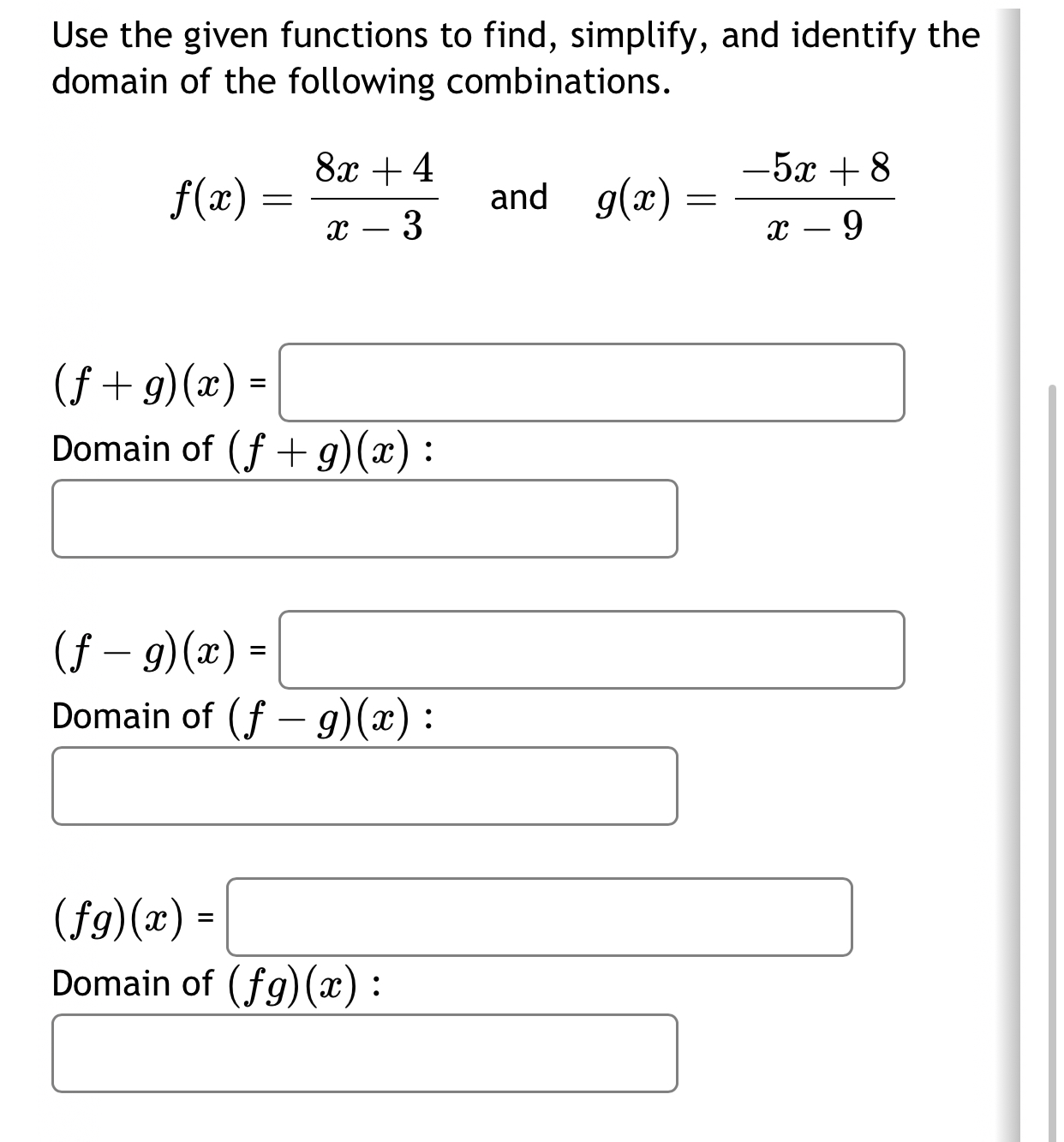 Solved Use the given functions to find, simplify, and | Chegg.com
