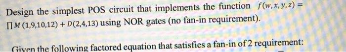 Solved Design the simplest POS circuit that implements the | Chegg.com