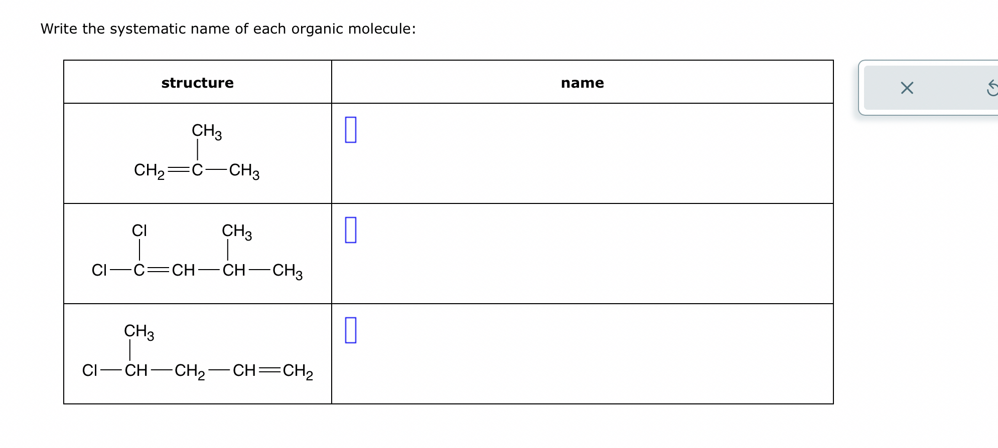 Solved Write the systematic name of each organic | Chegg.com