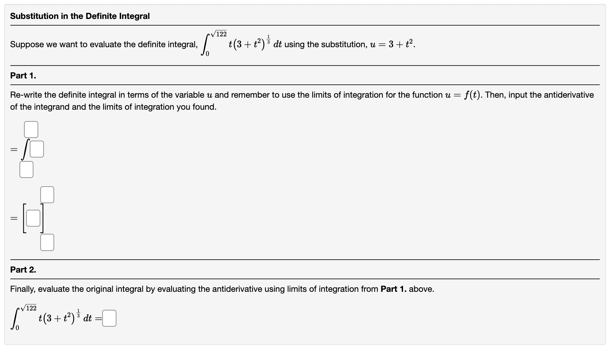 Solved Substitution in the Definite IntegralSuppose we want | Chegg.com