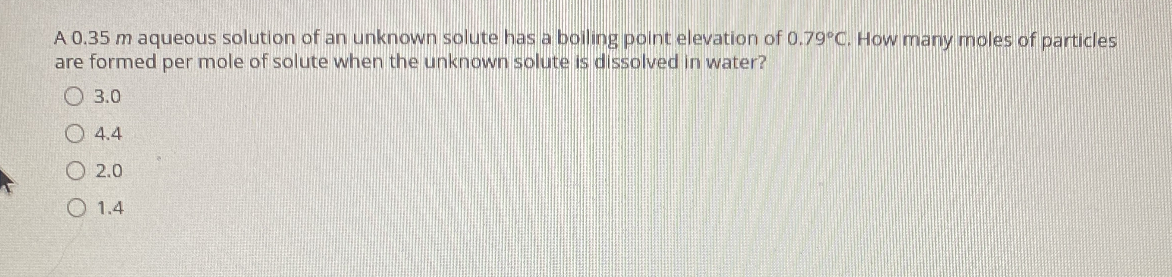 Solved A 0.35 ﻿m aqueous solution of an unknown solute has a | Chegg.com