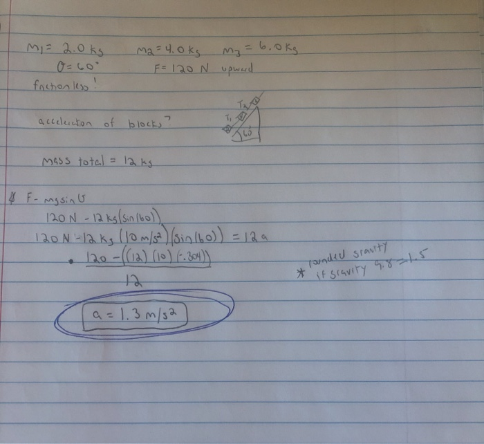 Solved Three blocks of masses m = 2.0 kg, m2 = 4.0 kg, mz = | Chegg.com