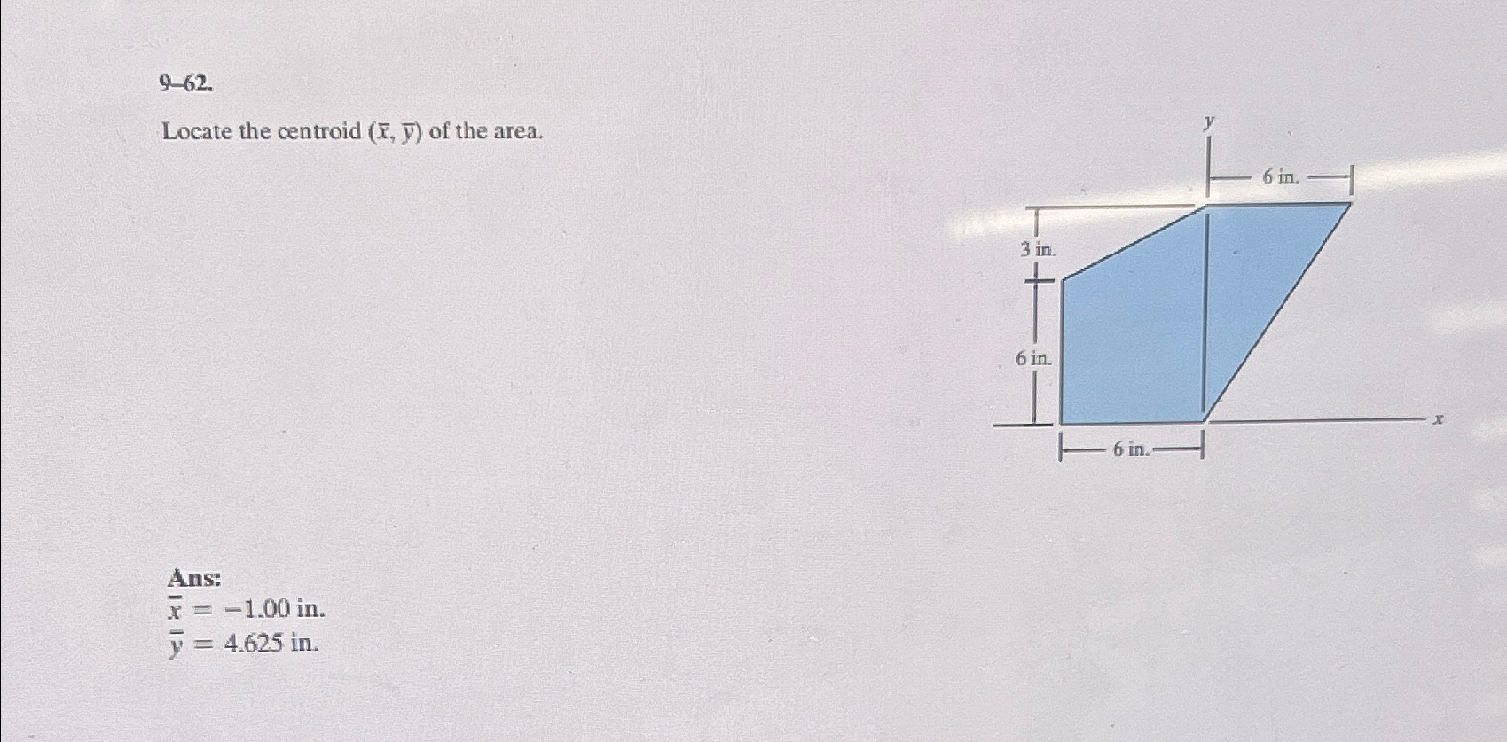 Solved 9-62.Locate the centroid (x‾,bar (y)) ﻿of the | Chegg.com
