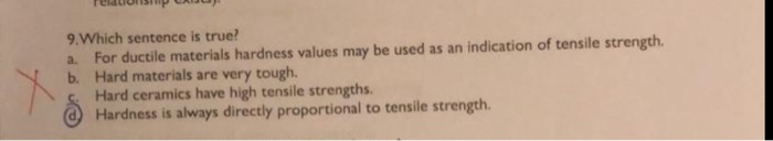 Solved 9. Which sentence is true? a. For ductile materials | Chegg.com