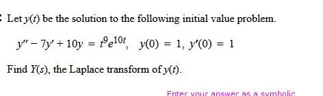 Solved Let y(t) be the solution to the following initial | Chegg.com