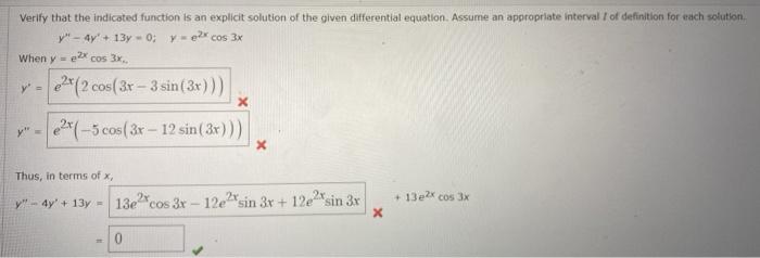 Solved Verify that the indicated function is an explicit | Chegg.com